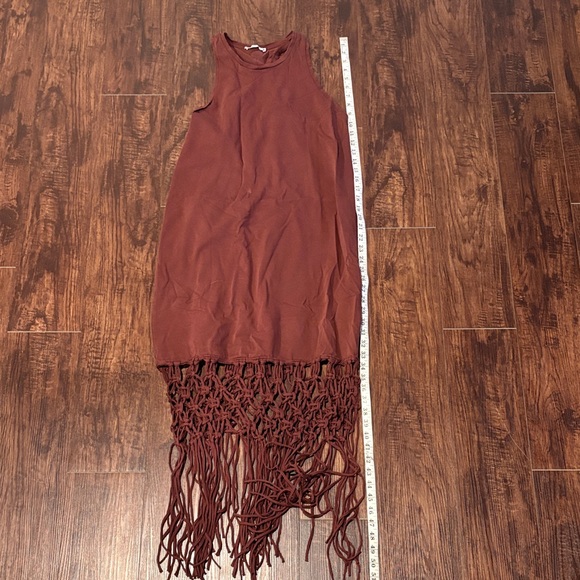 Zara | Dresses | Zara Rust Midi Dress With Fringe | Poshmark